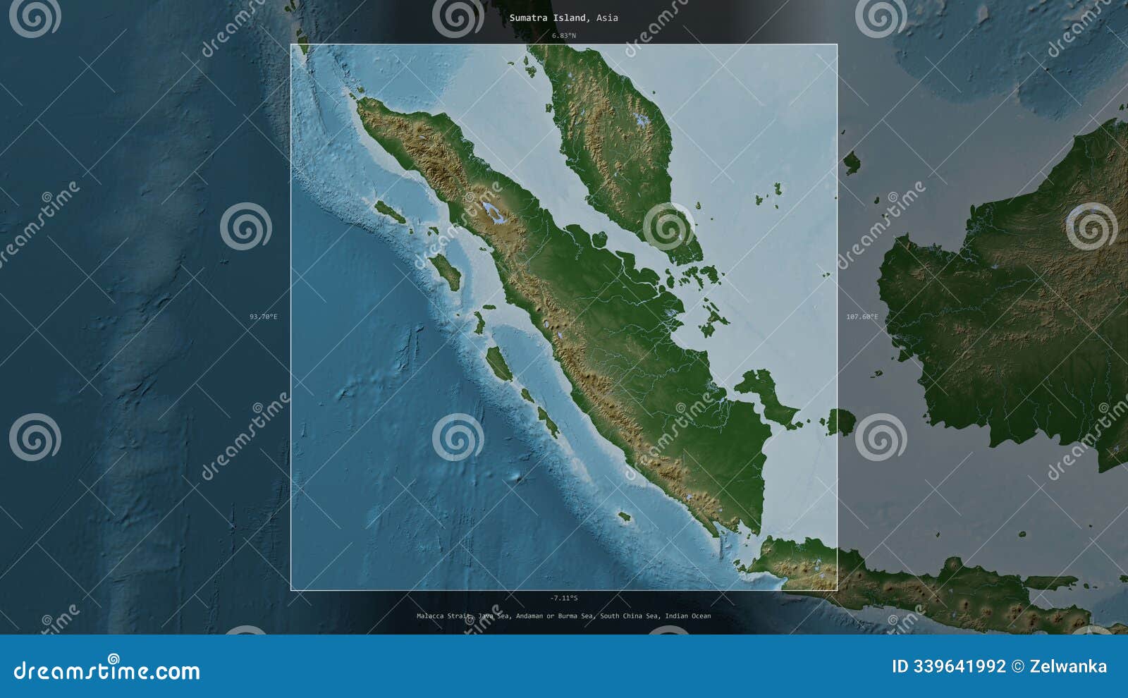 Sumatra Island. Indonesia. Shape On White. Topo Standard Stock Photo ...