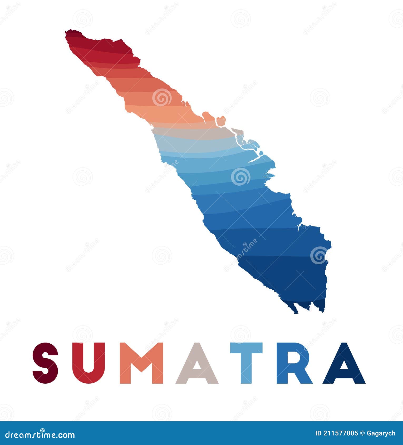 Map Of Sumatra With Beautiful Gradients. Vector Illustration ...