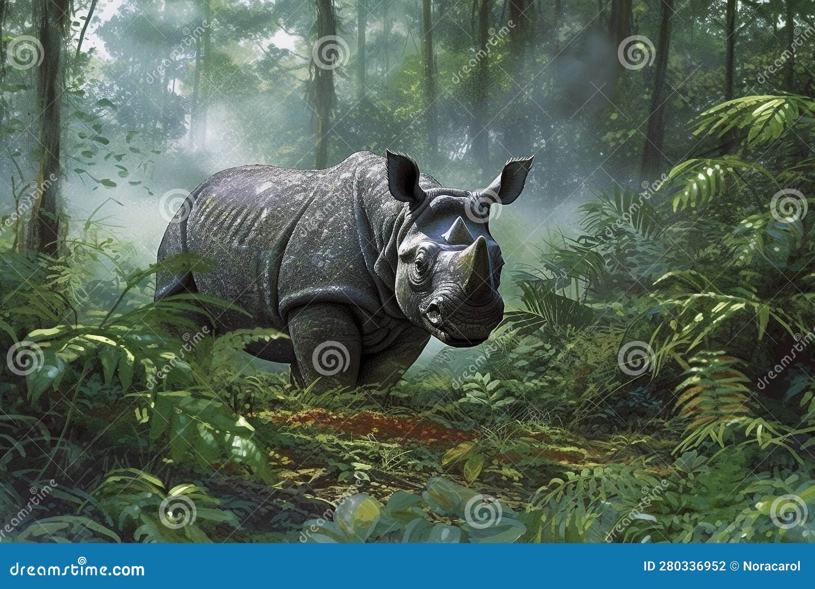 Sumatran Rhino in the Wild Generative AI Stock Illustration ...