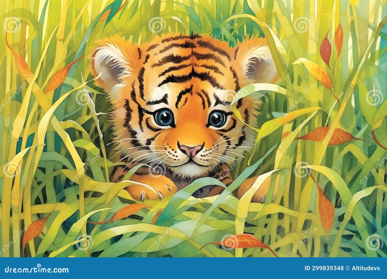 Sumatran Tiger Cub Playing Hide and Seek Stock Photo - Image of hide ...