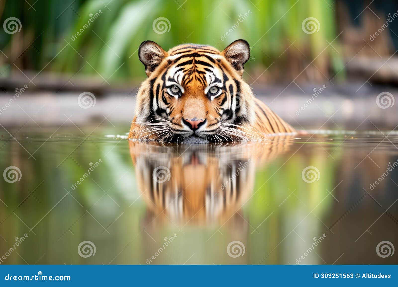 Sumatran Tiger Reflection in a Calm Pond Stock Image - Image of nature ...