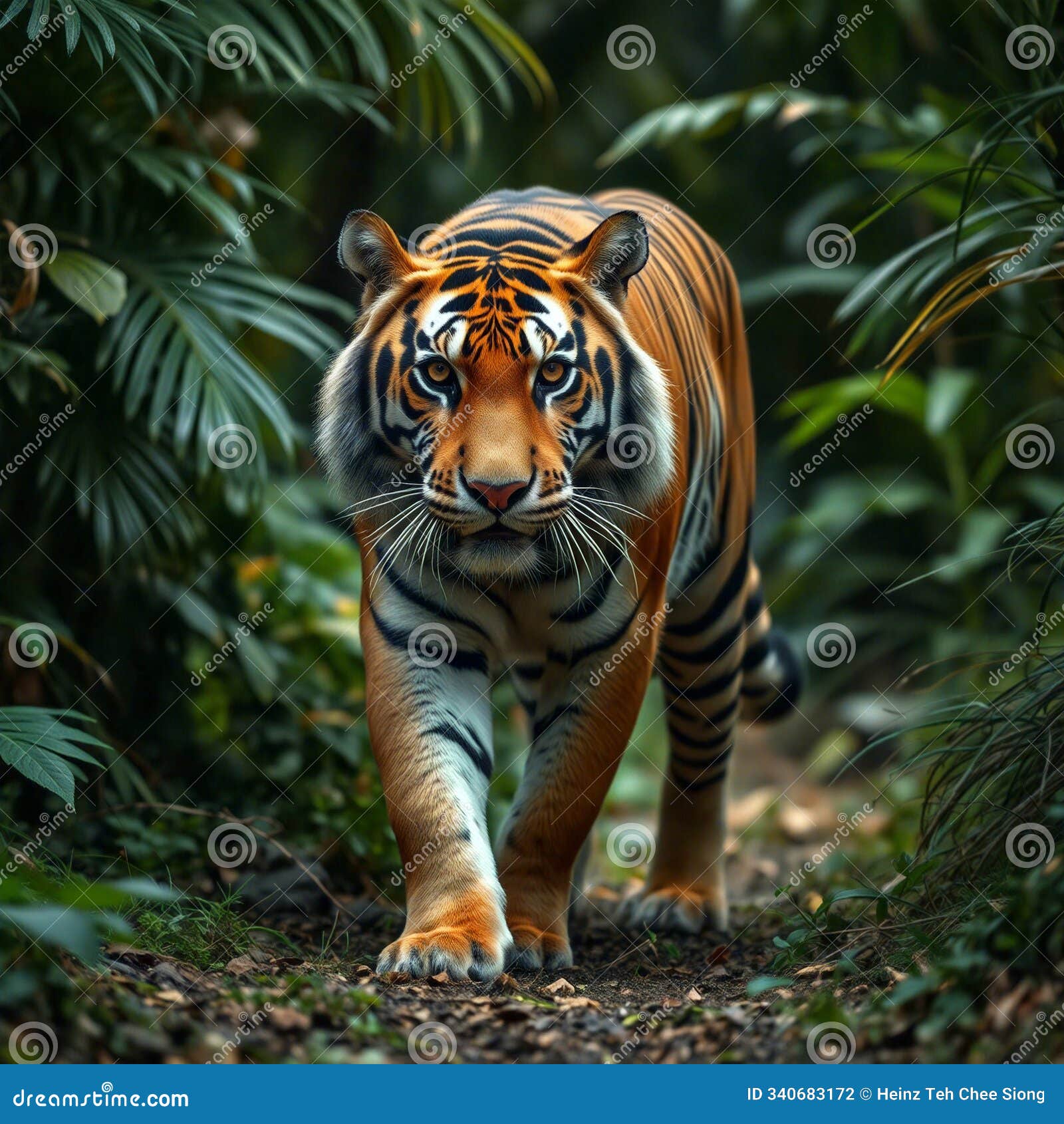 Sumatran Tiger Walking in the Jungle Stock Illustration - Illustration ...