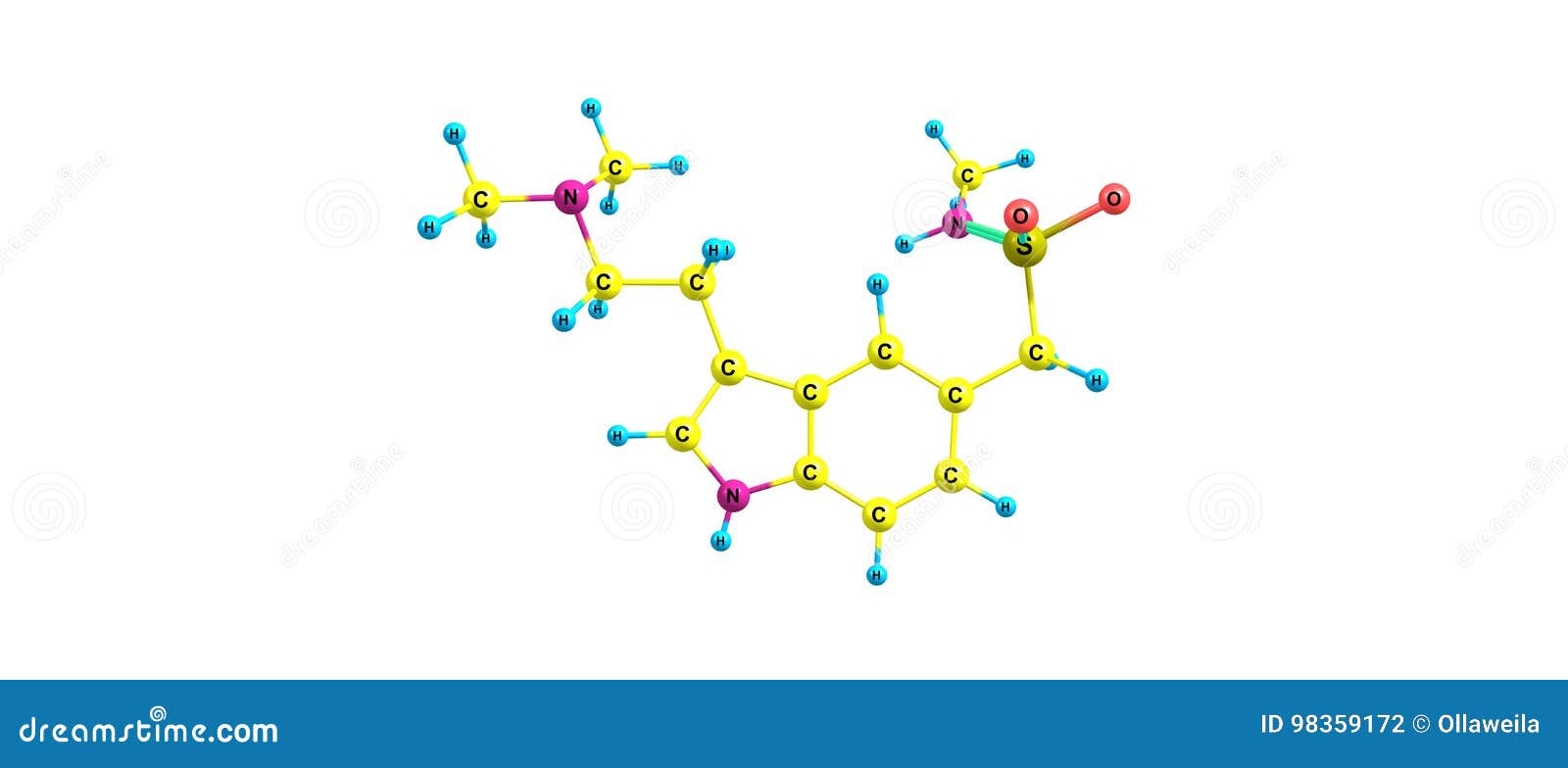 Sumatriptan Molecular Structure Isolated On White Royalty Free Cartoon