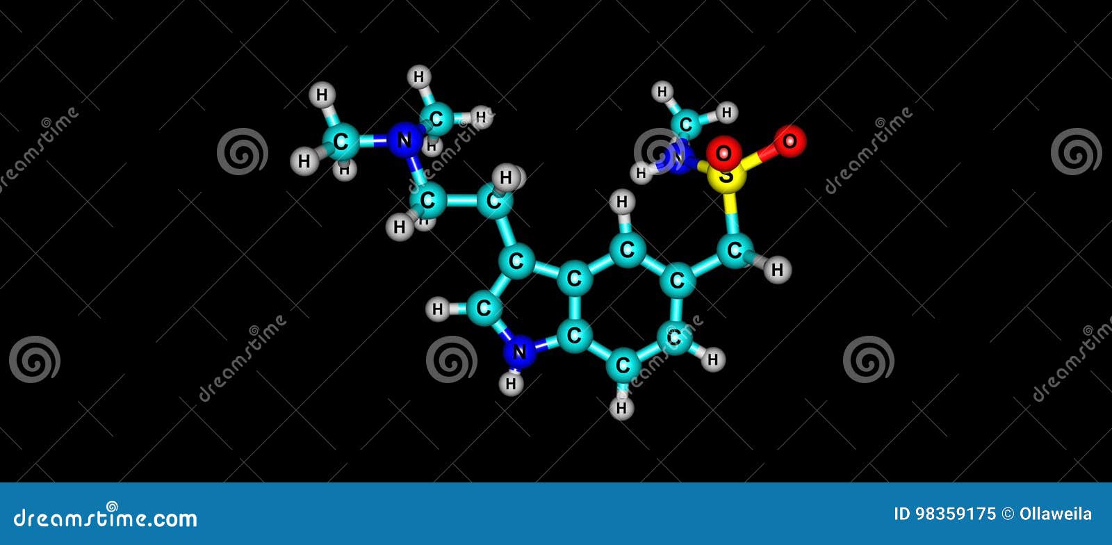 Sumatriptan Molecule 3d Rendering, Flat Molecular Structure With ...