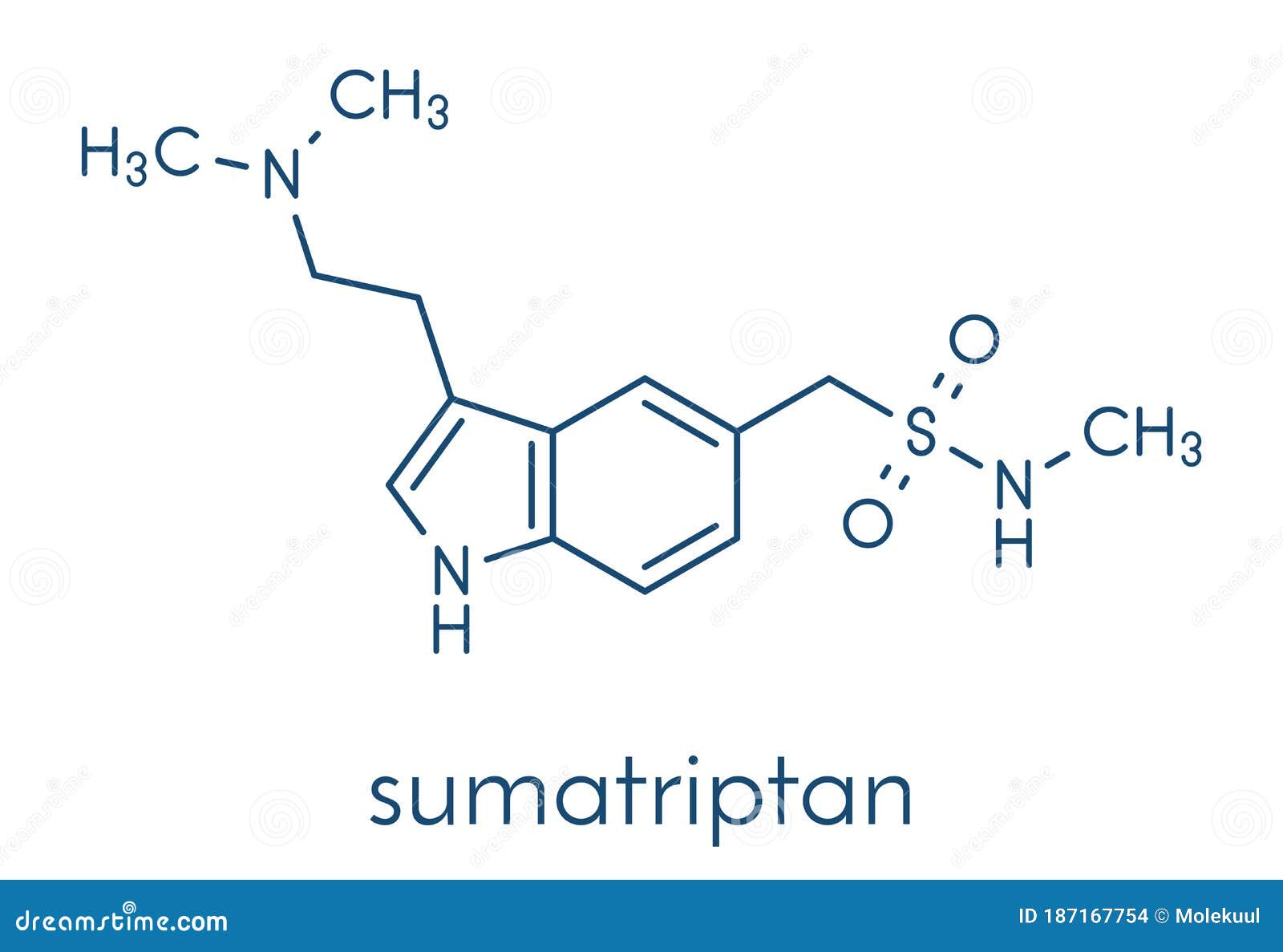 Sumatriptan Migraine Headache Drug Triptan Class Molecule. Skeletal ...