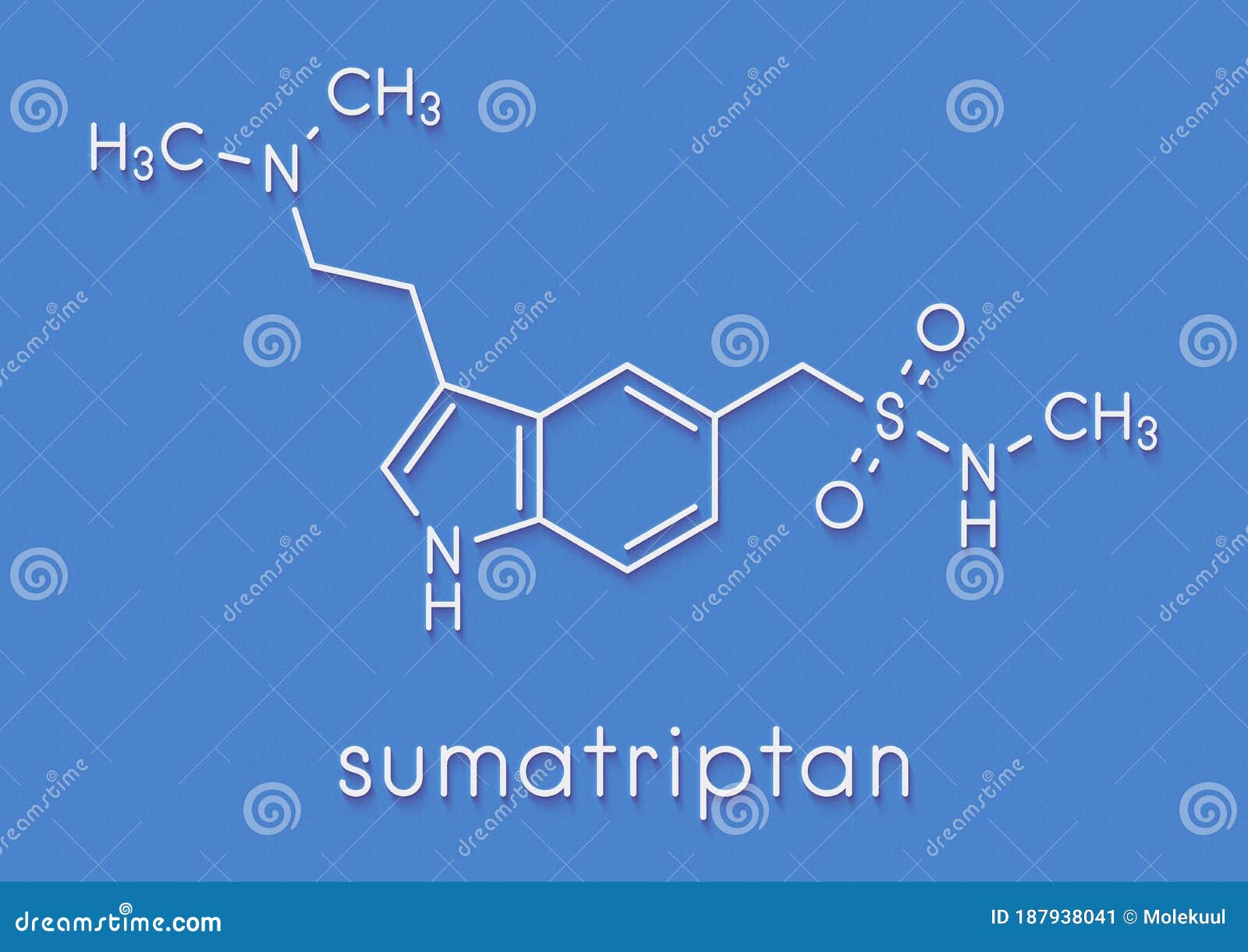 Sumatriptan Migraine Headache Drug Triptan Class Molecule. Skeletal ...
