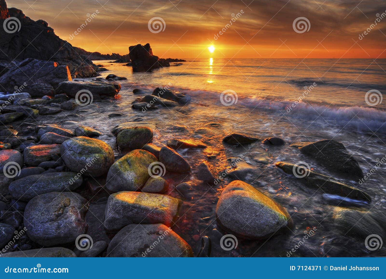 Sumer Sunset stock image. Image of sweden, ocean, rock - 7124371