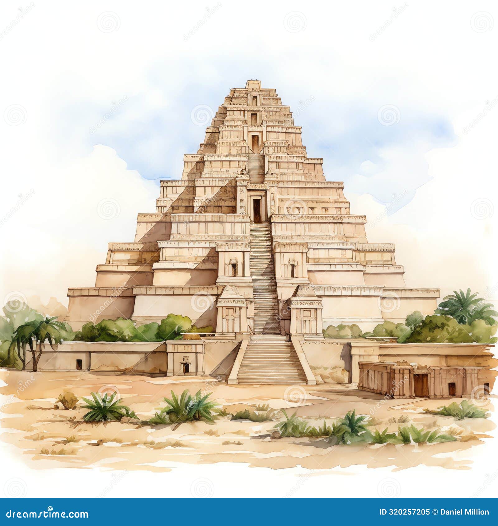 Sumerian Temple Complex With A Ziggurat At Its Center Illustration ...