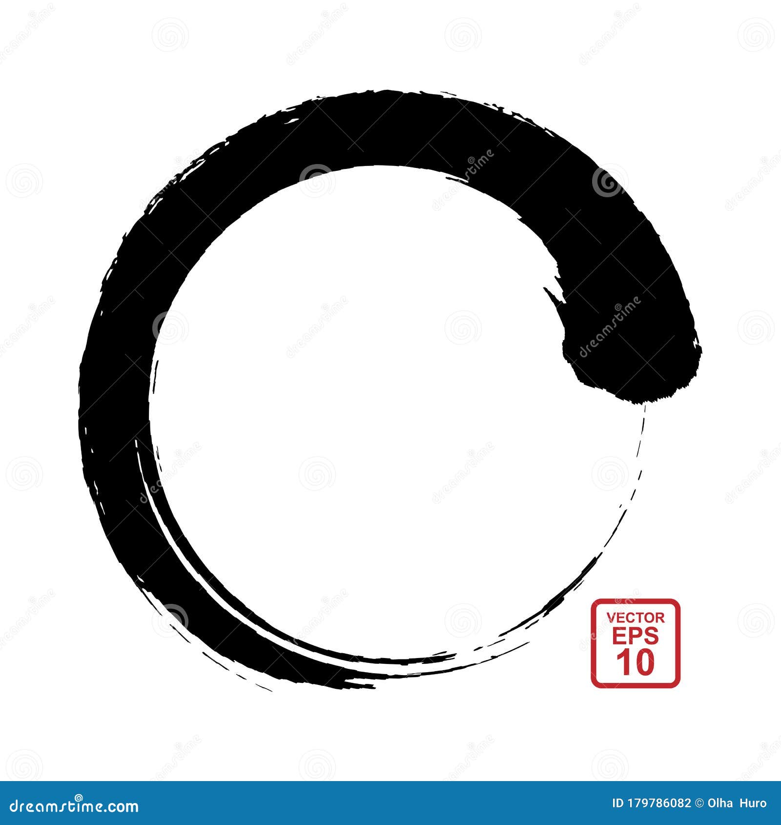 Sumi-e Circle. Circular Brush Movement in the Eastern Style of Painting ...