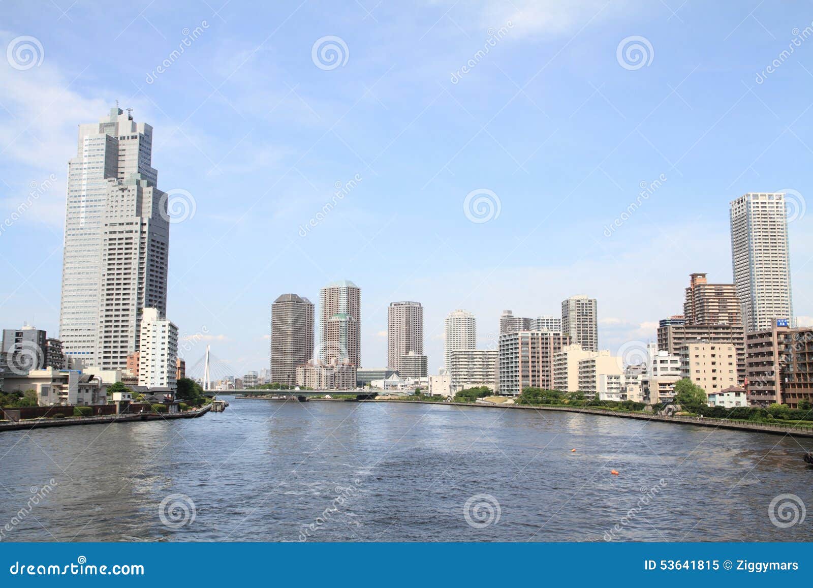 Sumida River and High-rise Buildings in Tokyo Stock Image - Image of ...