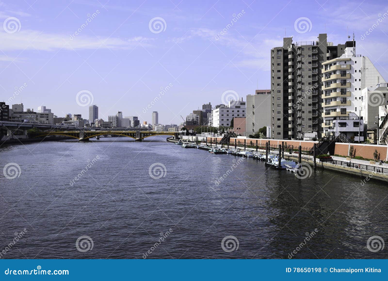 Sumida River stock photo. Image of skyscrapers, kachidoki - 78650198