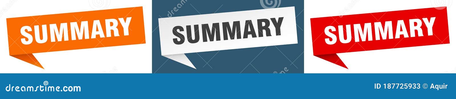 Summary Banner. Summary Speech Bubble Label Set Stock Vector ...