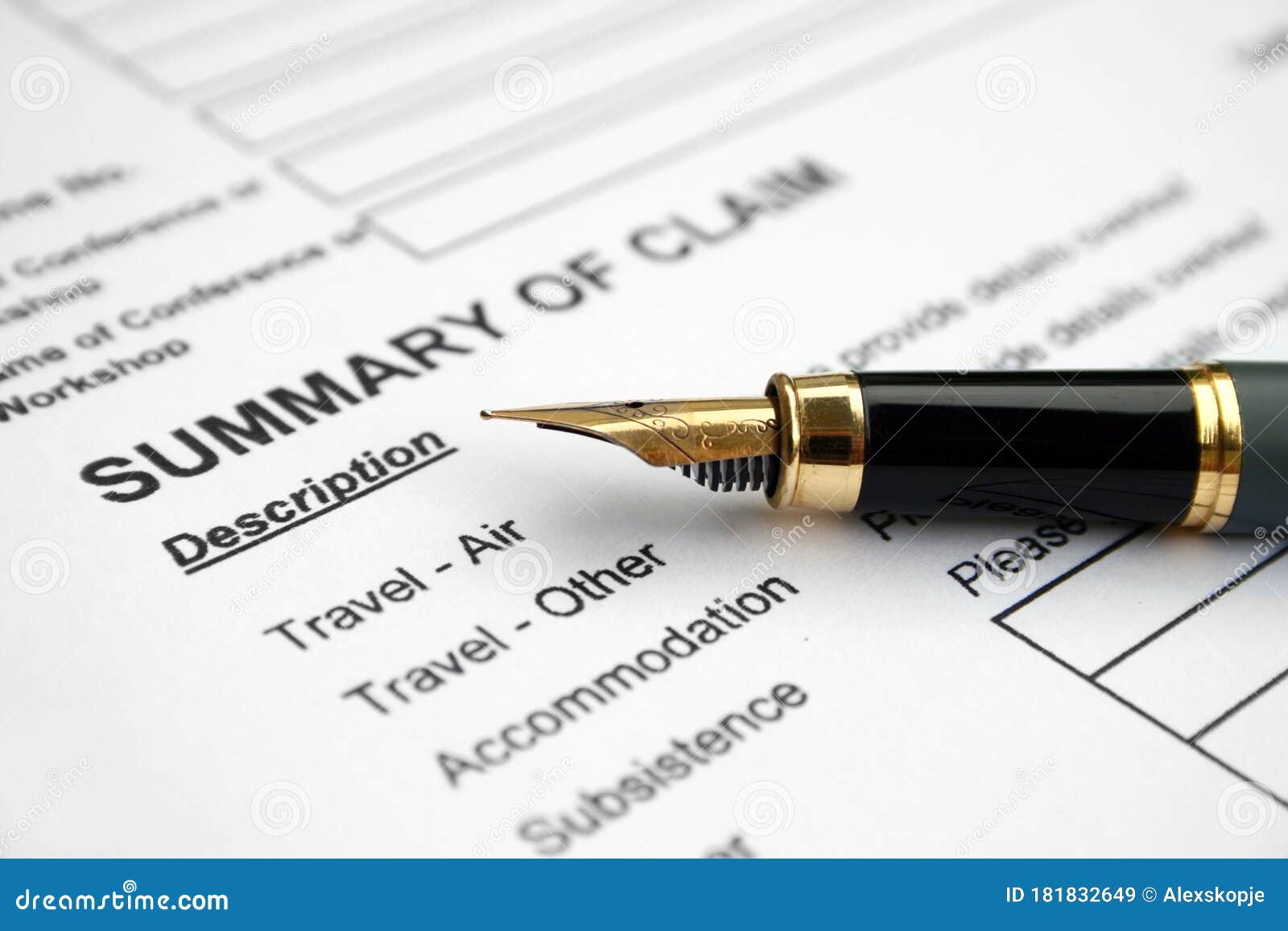 SUmmary of claim stock image. Image of medical, benefits - 181832649