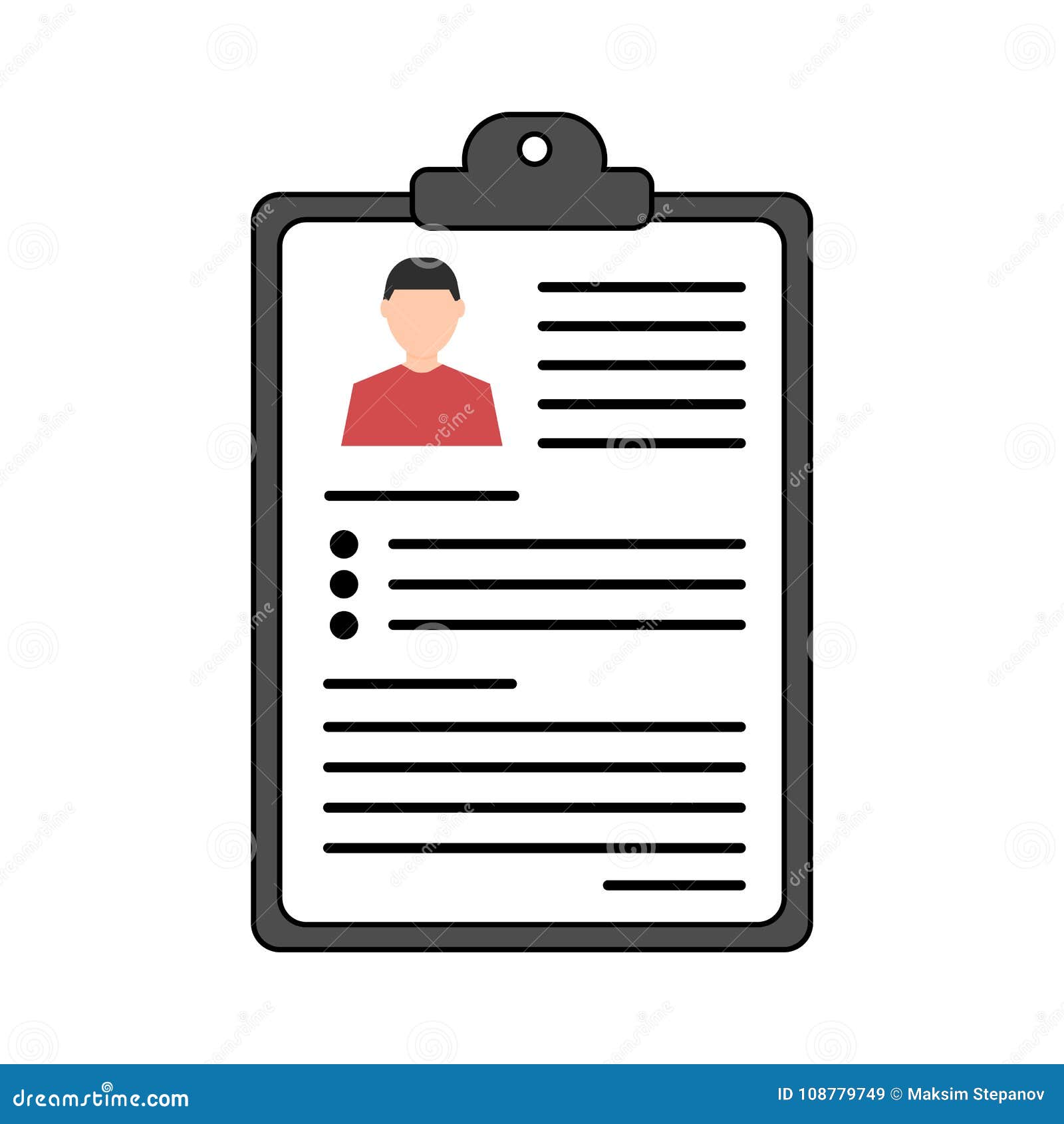 Summary Concept. Vector Resume Icon. Recruitment. Document with ...