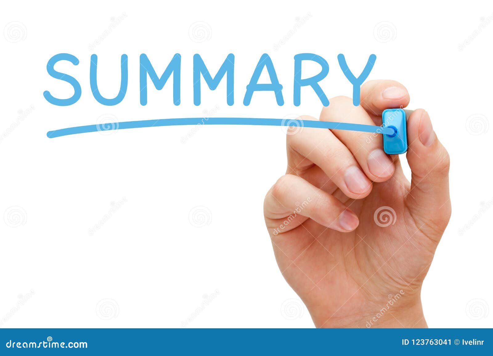 Summary Handwritten with Blue Marker Stock Image - Image of outline ...