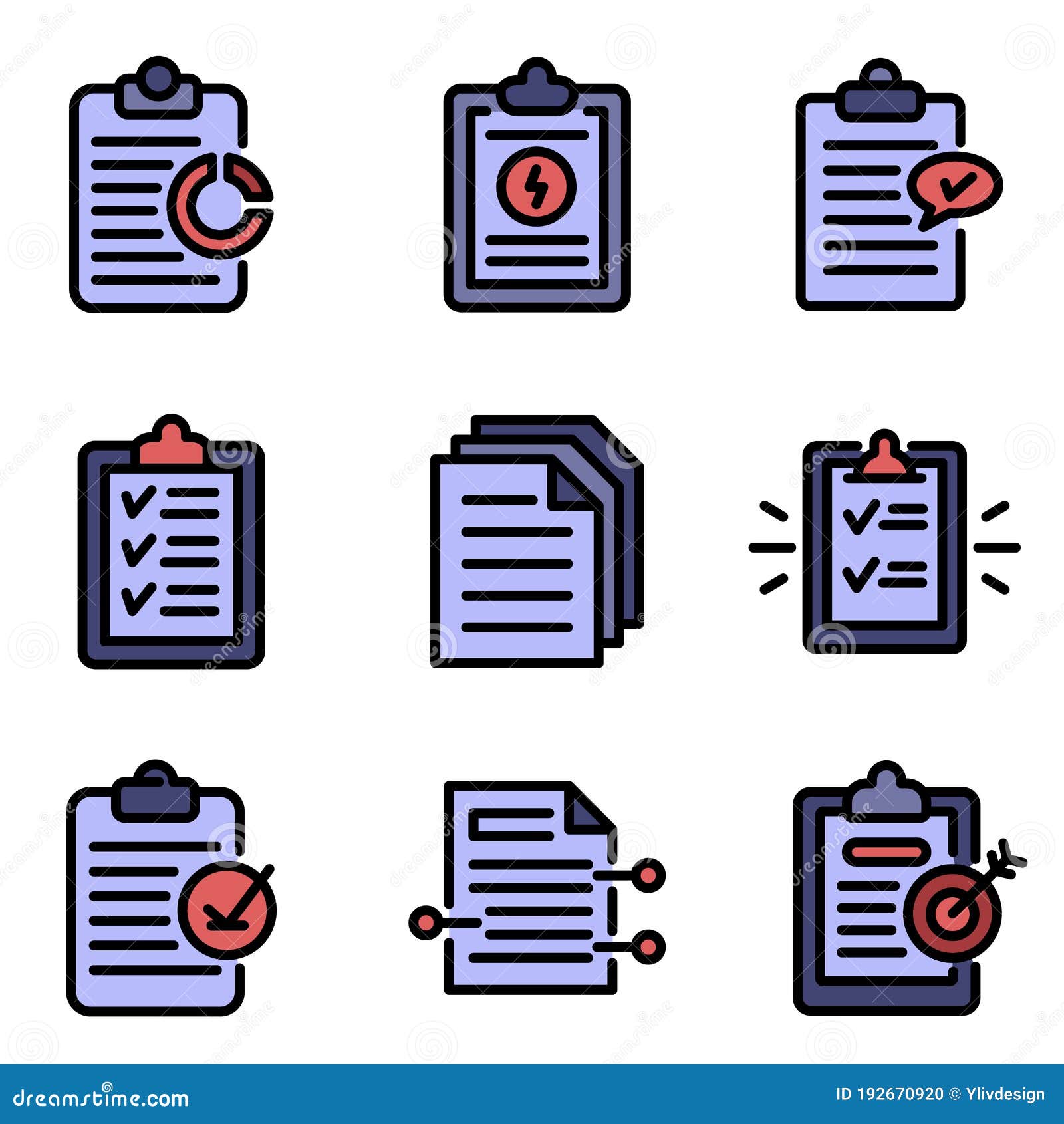 Summary Icons Set Vector Flat Stock Vector - Illustration of form ...