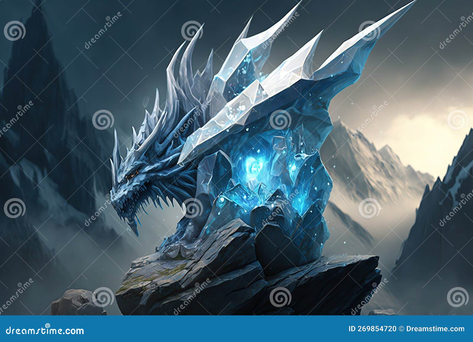 Azure Dragon Crystal Light on the Top of the Mountain Stock ...