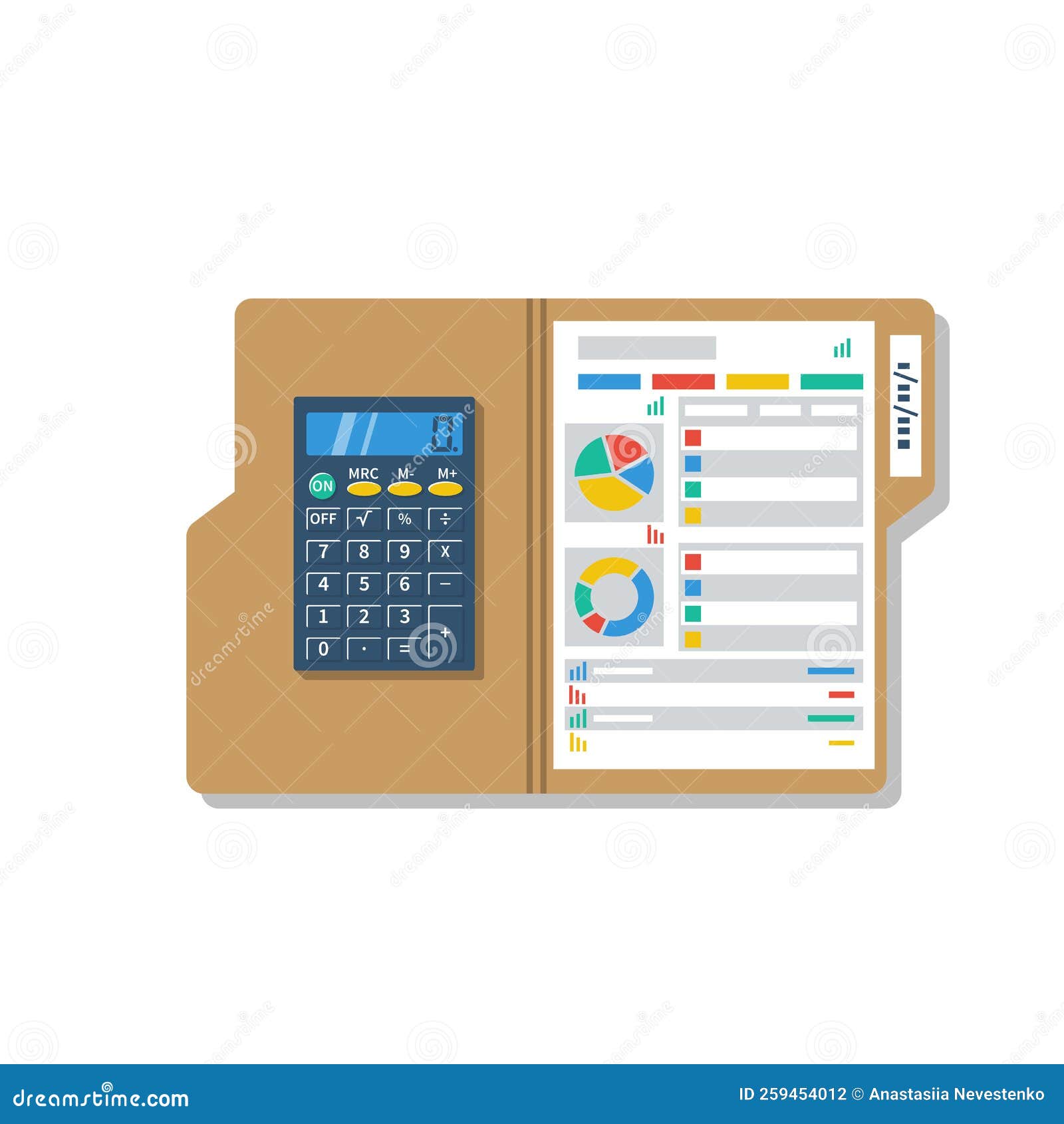 Summary Report Concept. Analyzing Statistical Data. Research Chart ...
