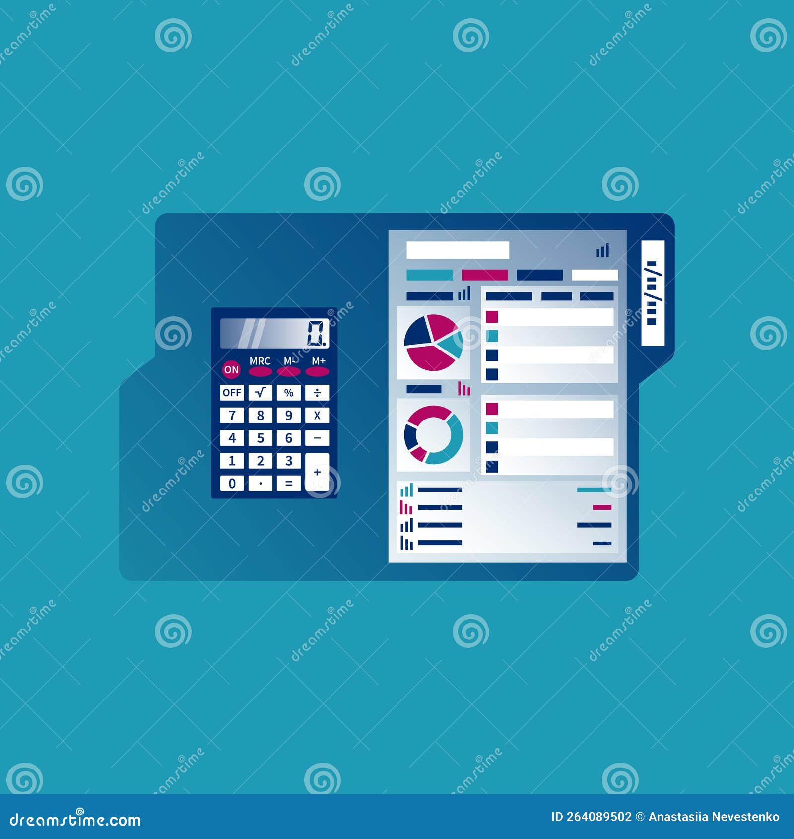 Summary Report Concept. Analyzing Statistical Data. Research Chart ...
