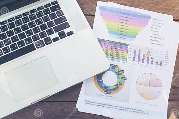 Summary Report with Laptop on the Desktop Stock Image - Image of ...