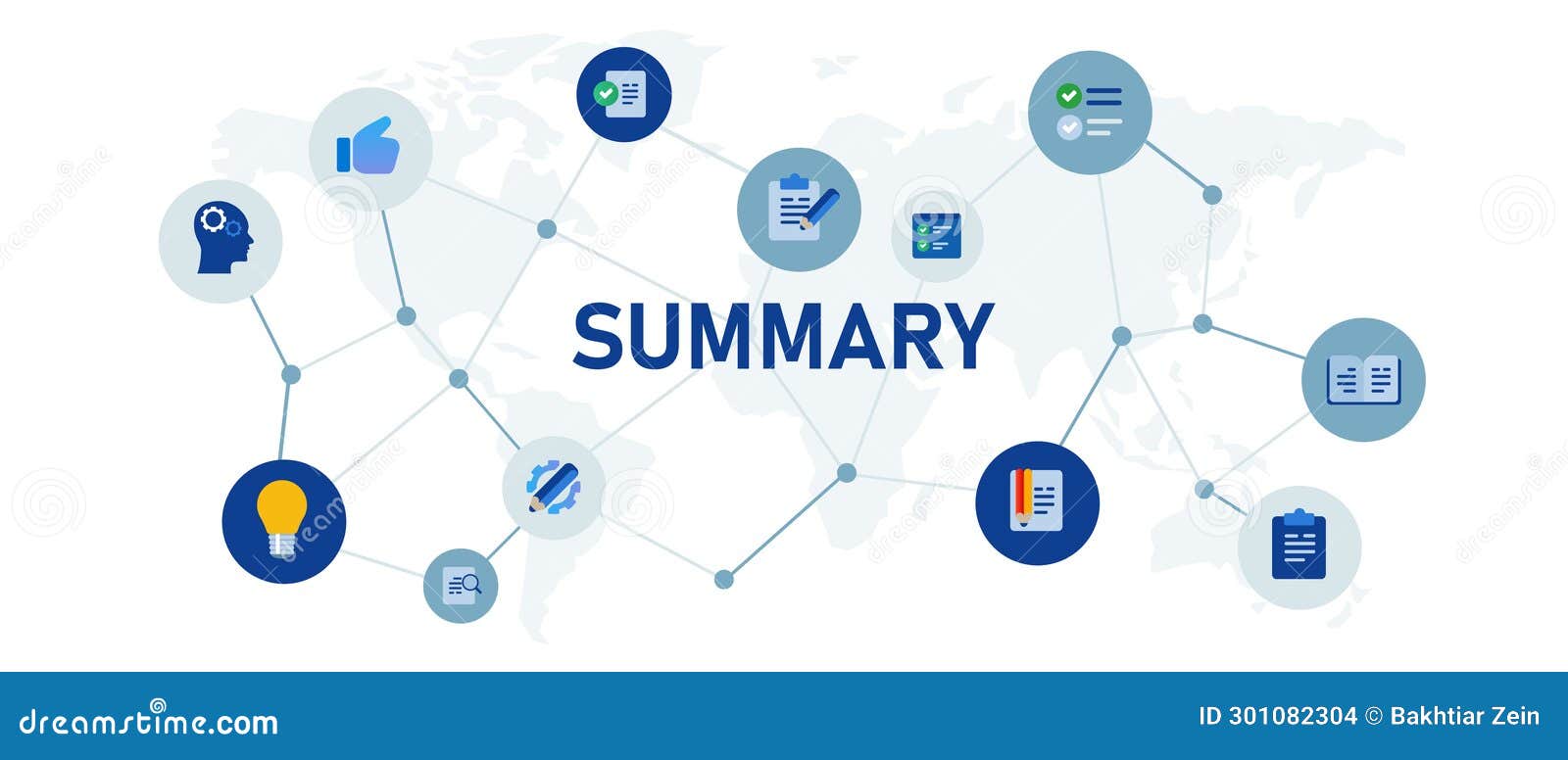 Summary Resume Recap Concept Banner Header Connected Icon Set Symbol ...