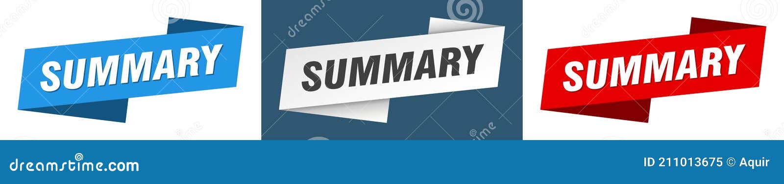 Summary Banner. Summary Ribbon Label Sign Set Stock Vector ...