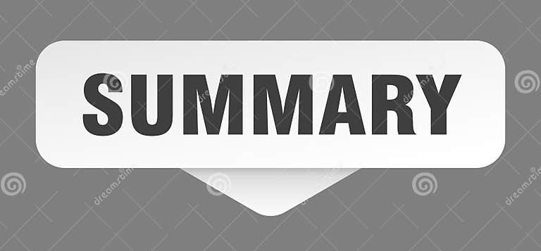 Summary Sticker. Summary Sign Isolated on Gray Background Stock Vector ...