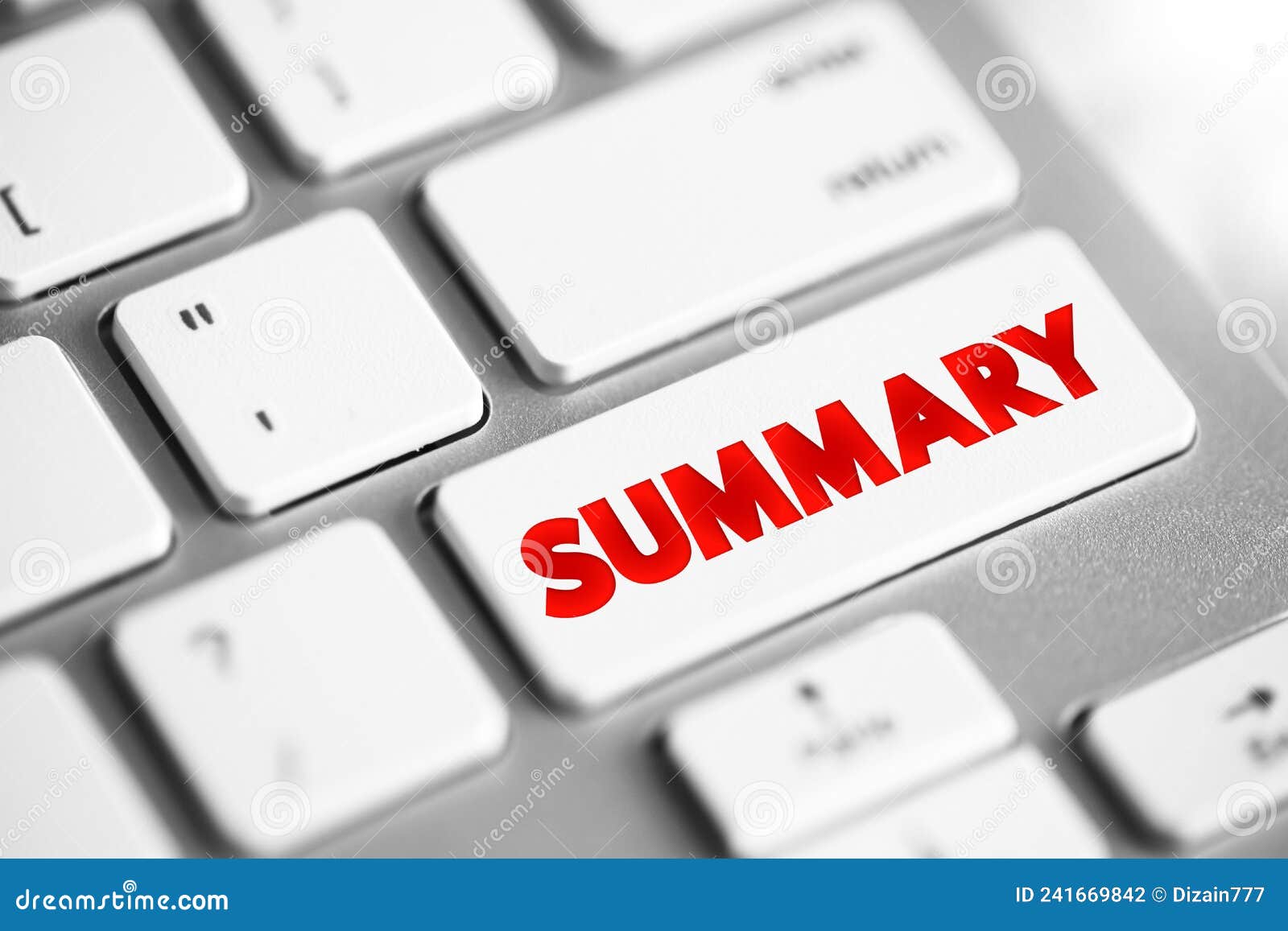 Summary Text Button on Keyboard, Concept Background Stock Photo - Image ...