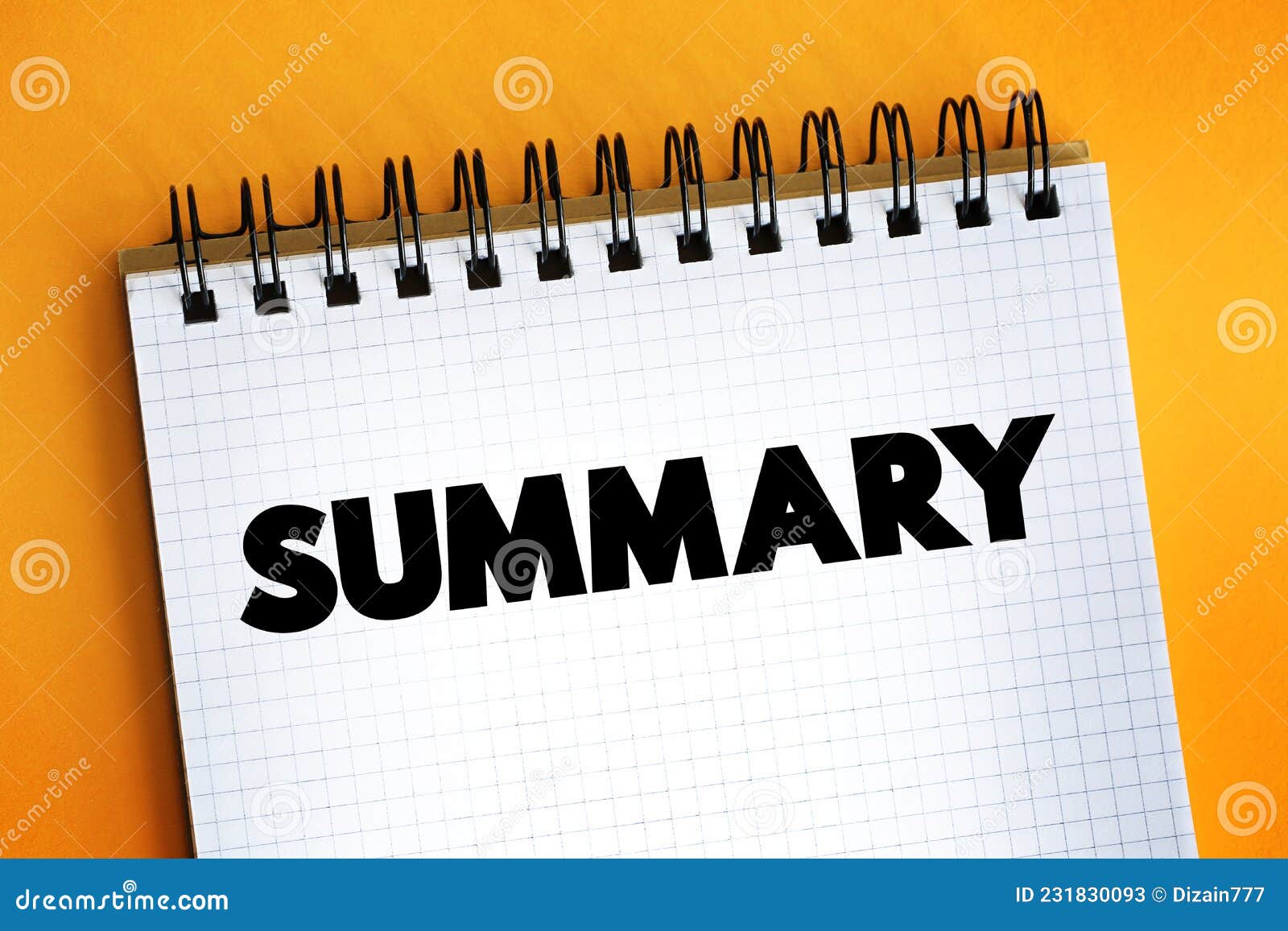 Summary Text on Notepad, Concept Background Stock Image - Image of ...