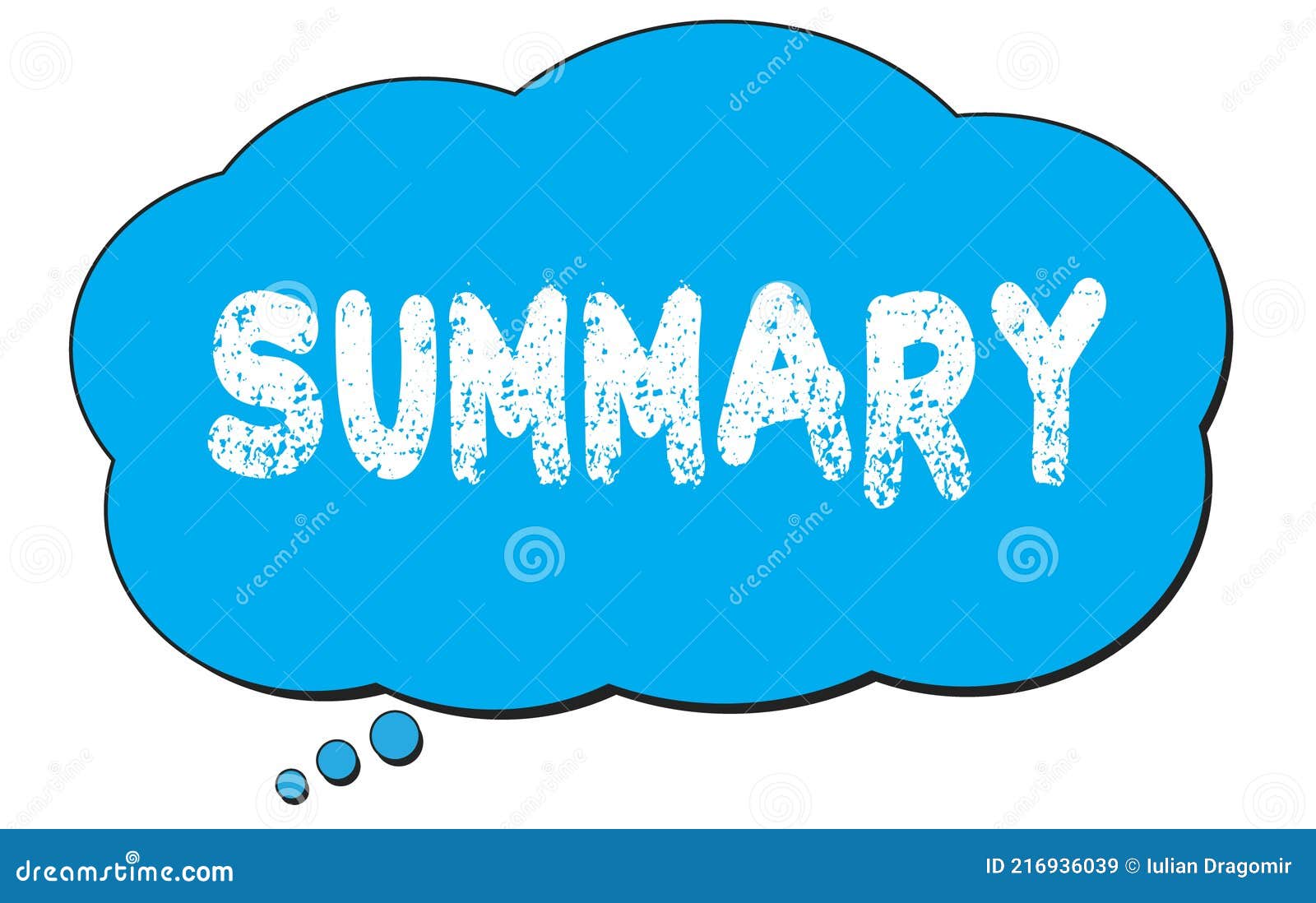 SUMMARY Text Written on a Blue Thought Bubble Stock Illustration ...