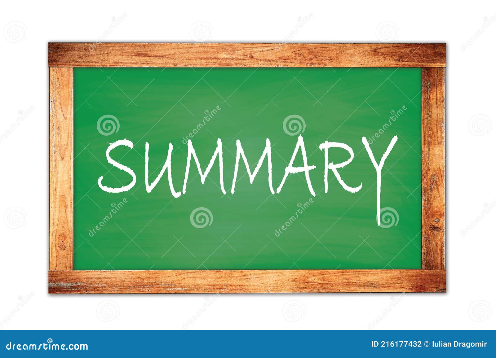 SUMMARY Text Written on Green School Board Stock Illustration ...