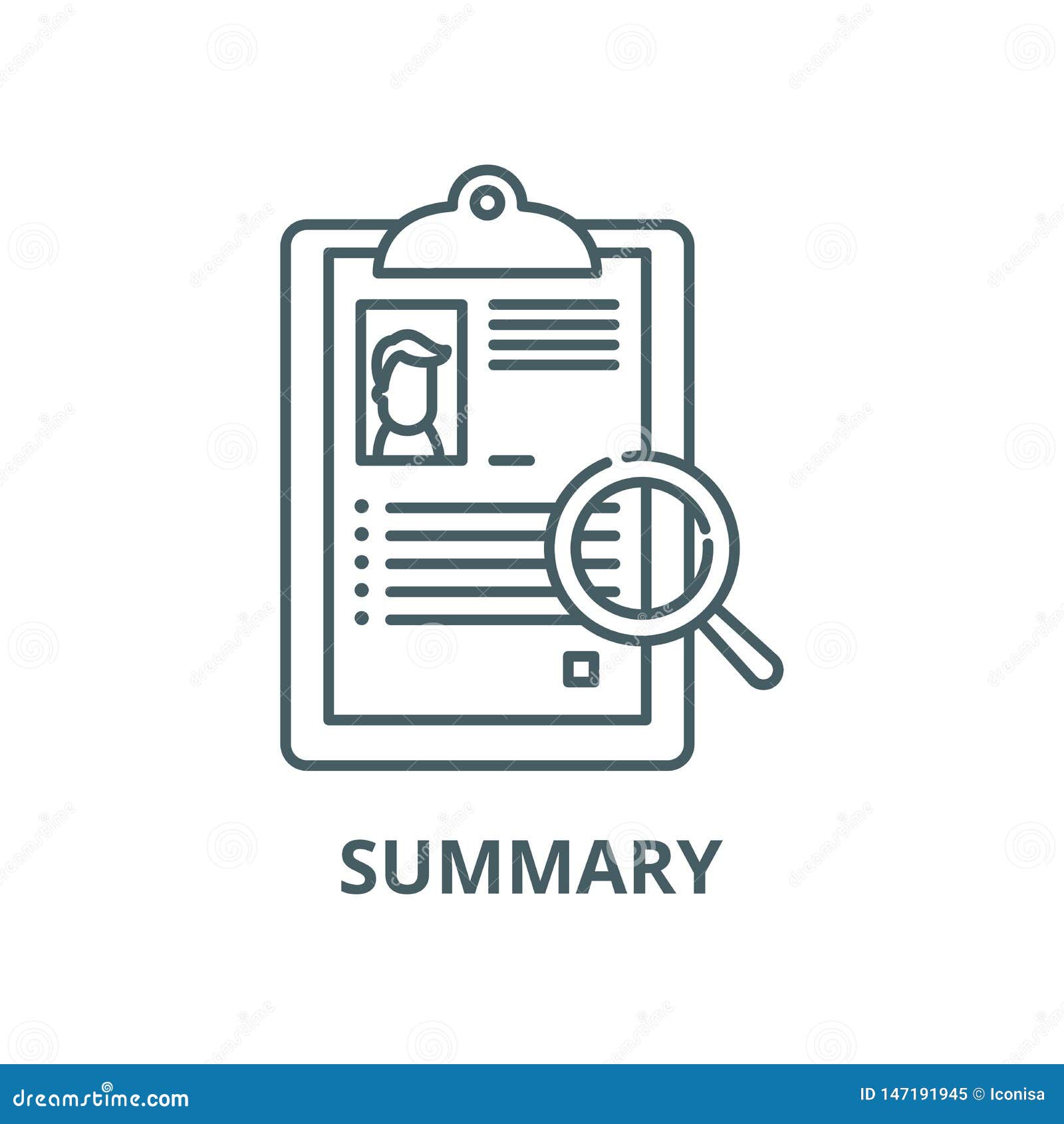 Summary Vector Line Icon, Linear Concept, Outline Sign, Symbol Stock ...