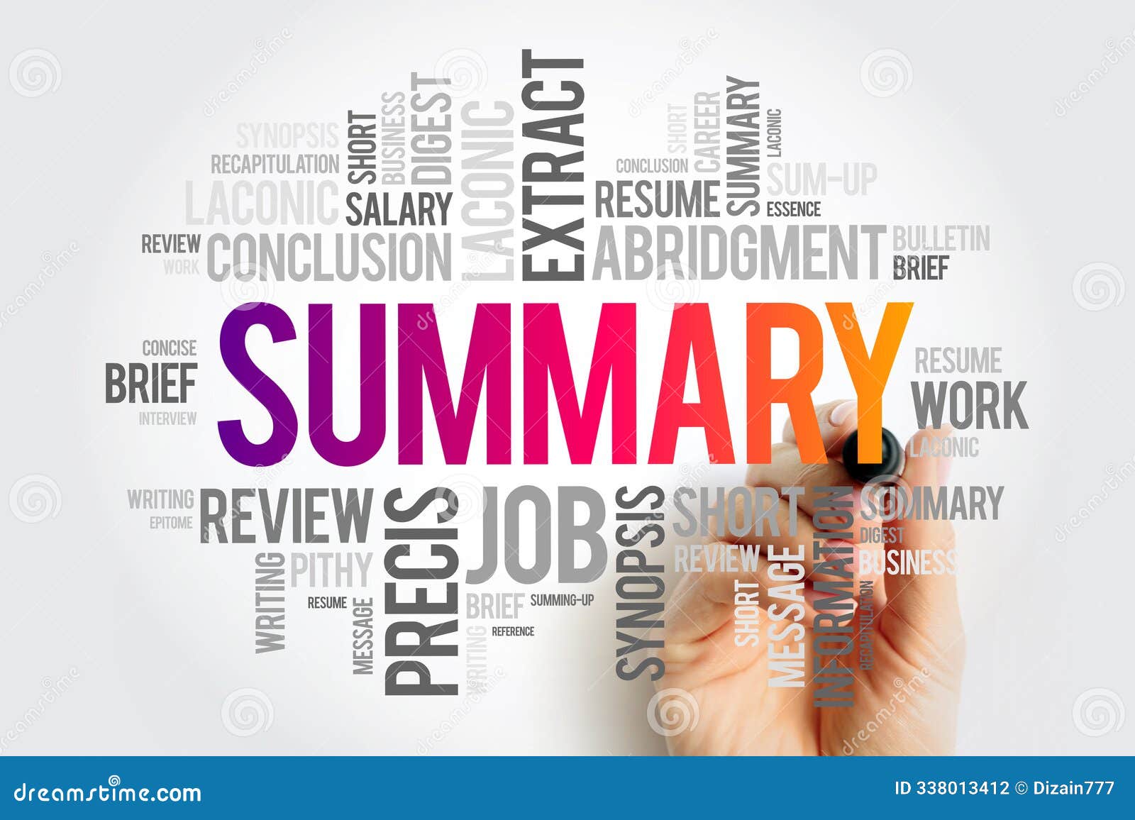 Summary Word Cloud Collage, Business Concept Background with Marker ...