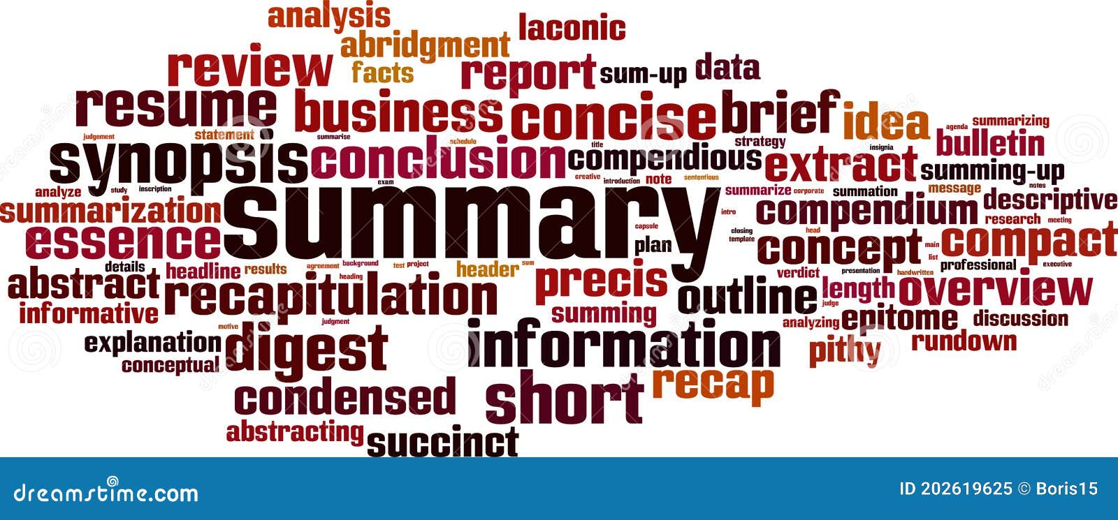 Summary word cloud stock vector. Illustration of information - 202619625