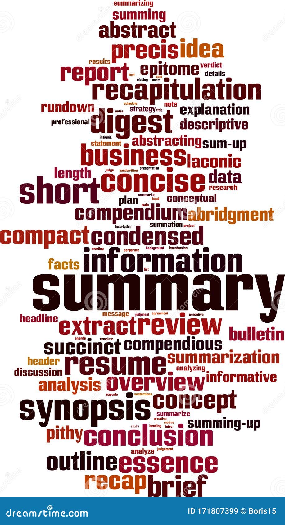 Summary word cloud stock vector. Illustration of descriptive - 171807399