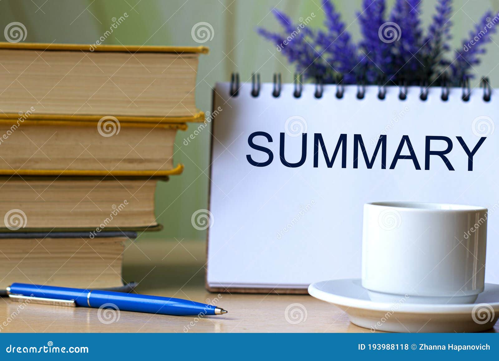 SUMMARY - Word in a Notebook on a Background of Old Books with Pen and ...