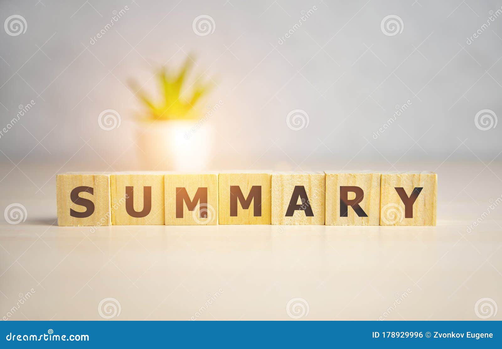 SUMMARY Word Written on Wood Cubes. Sunny Background Stock Photo ...