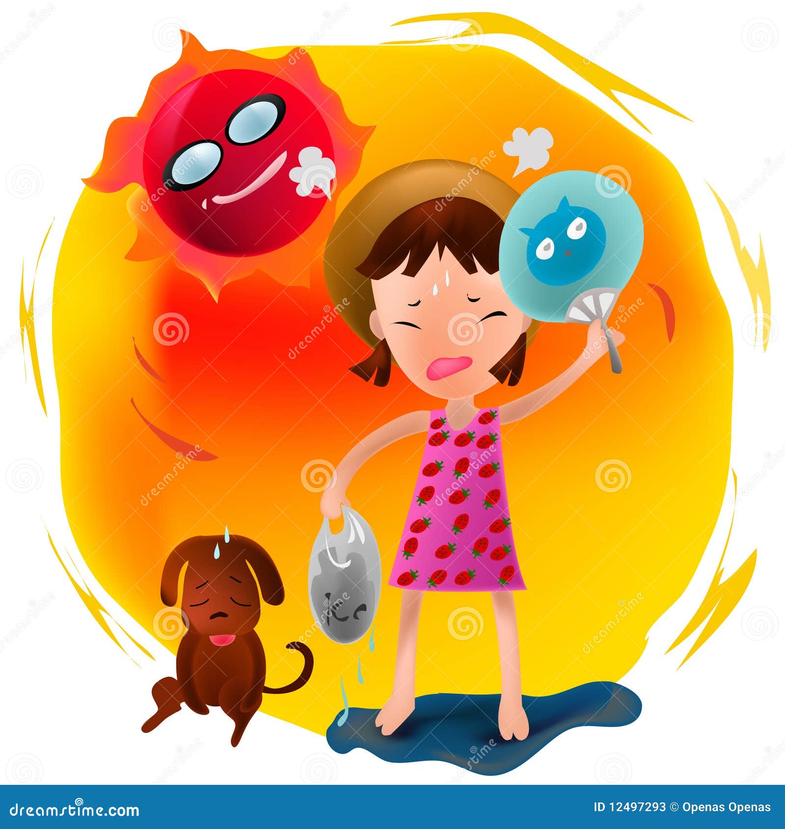 Summer stock vector. Illustration of heat, person, summer - 12497293