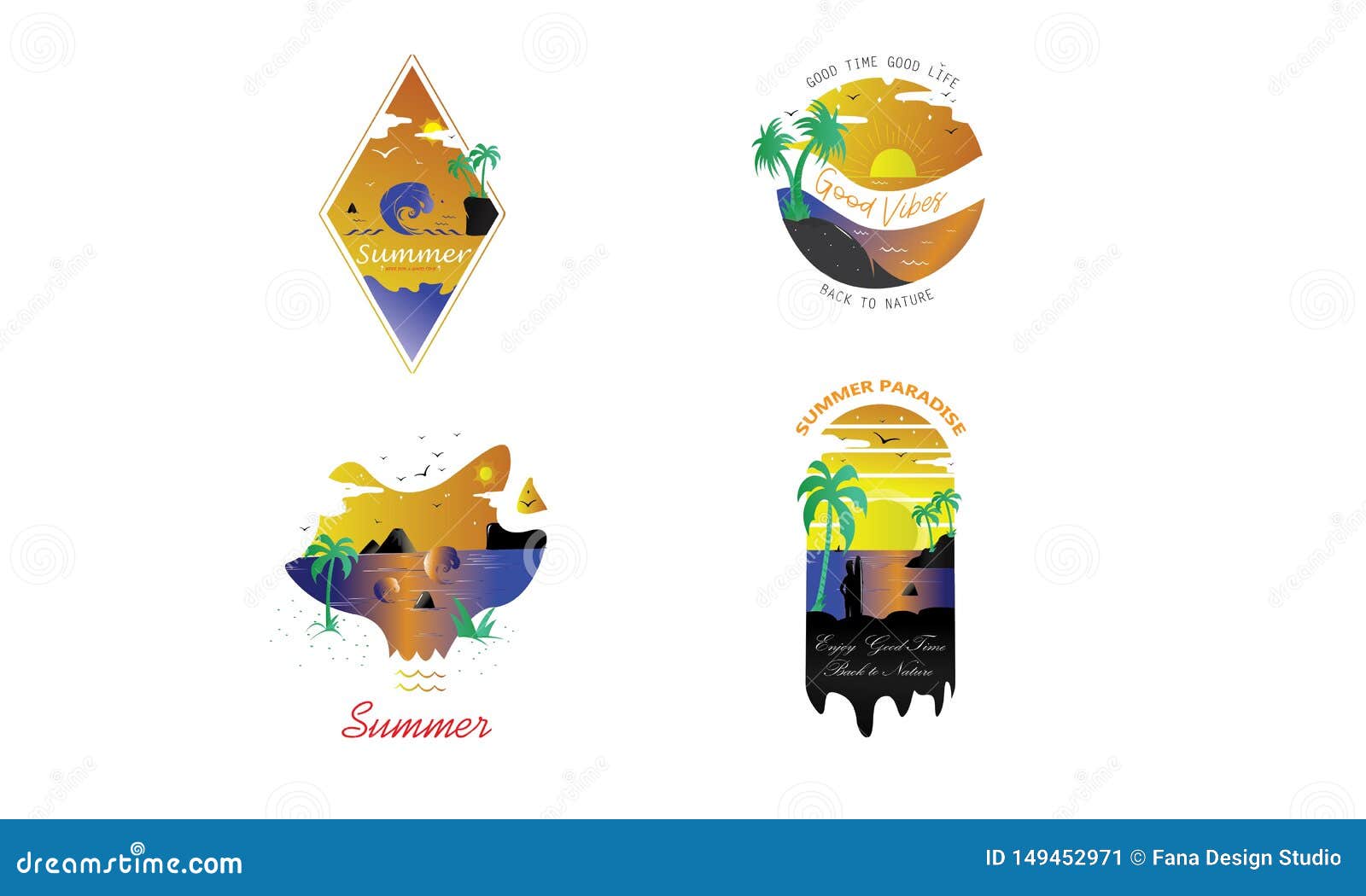 Summer logo design pack stock vector. Illustration of sticker - 149452971