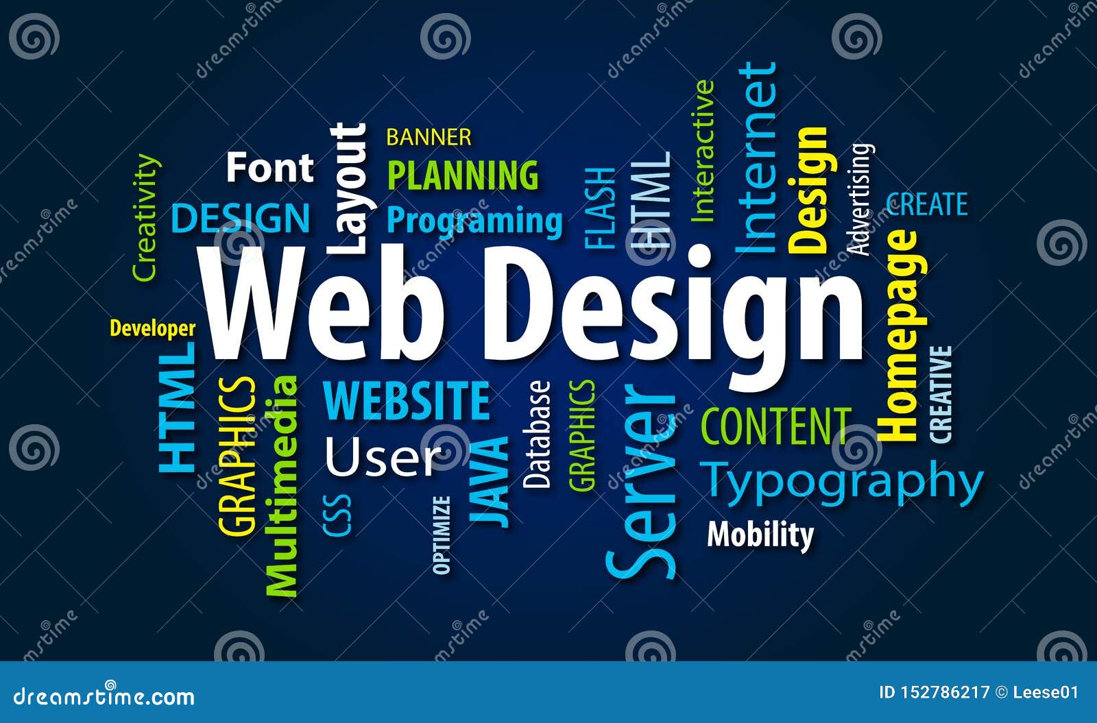 Web Design Word Cloud stock illustration. Illustration of cloud - 152786217