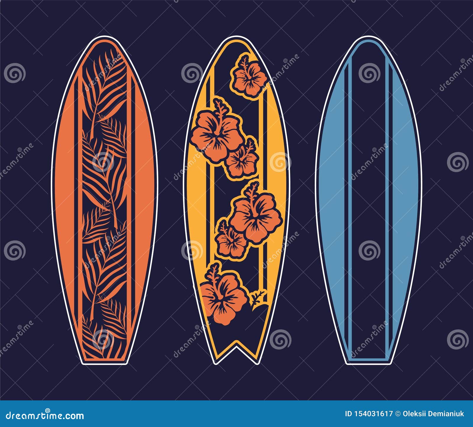 Set Surfboard Print Design for Surfing Stock Vector - Illustration of ...