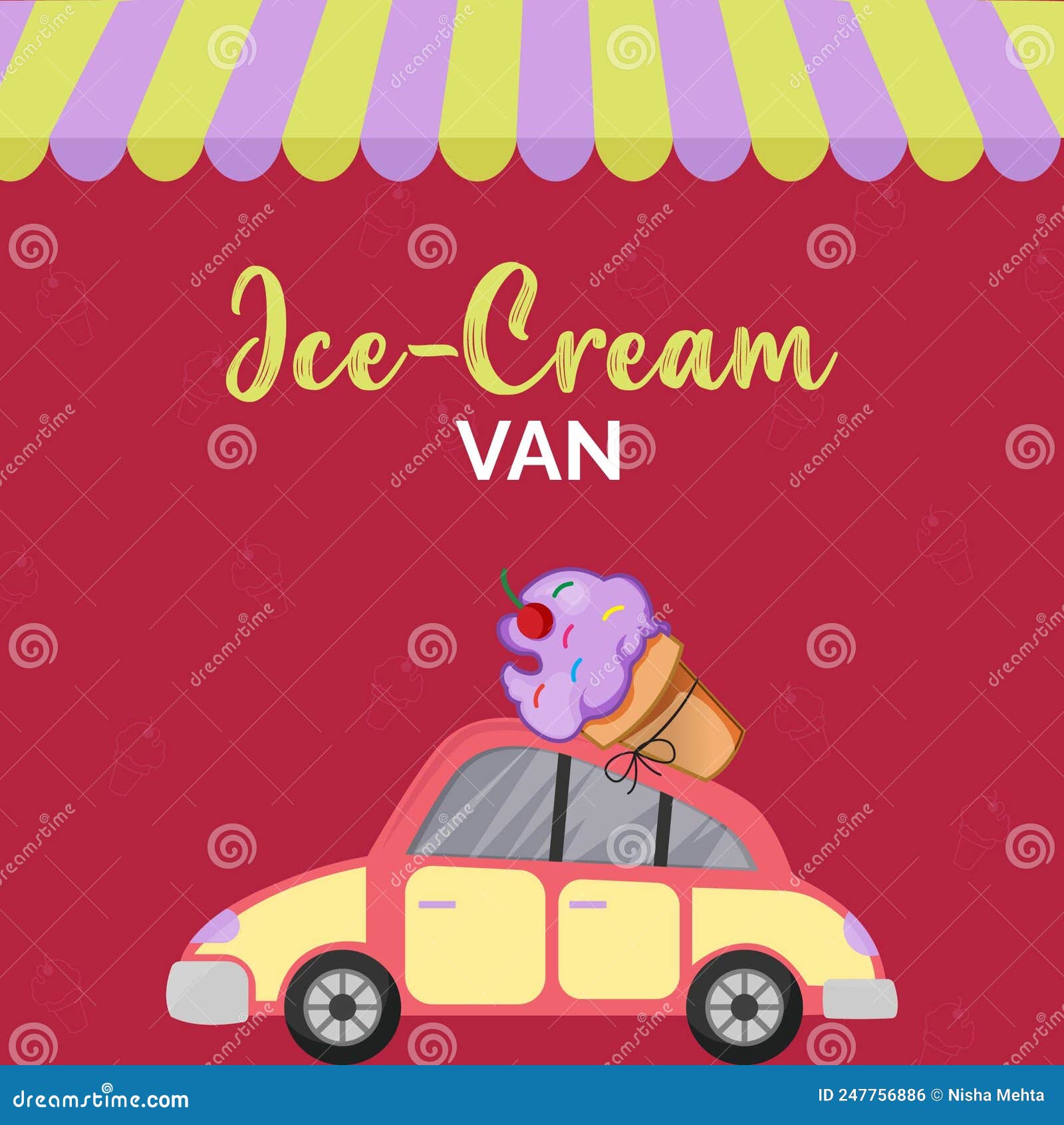 Ice Cream Van Banner Design Stock Vector - Illustration of natural ...