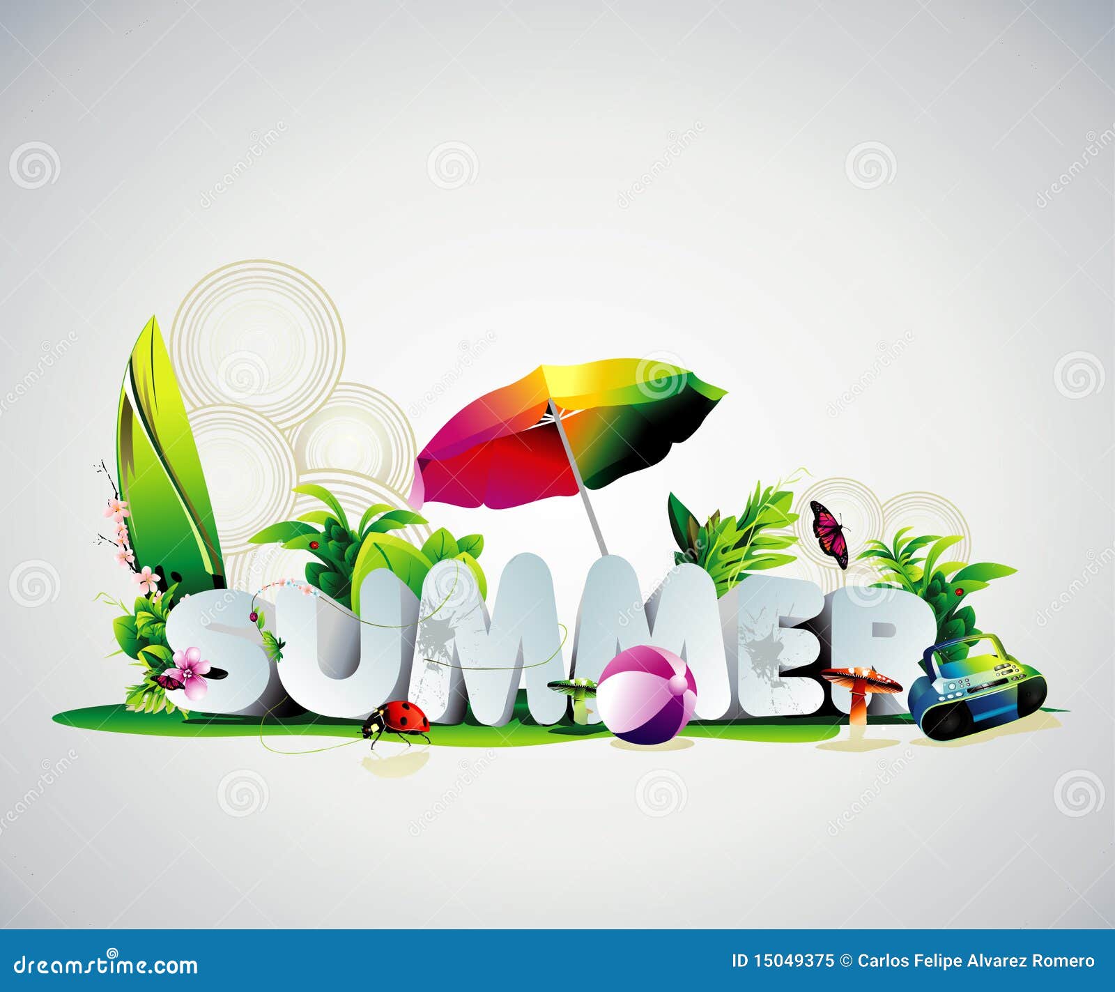 Summer 3d text stock illustration. Illustration of wings - 15049375