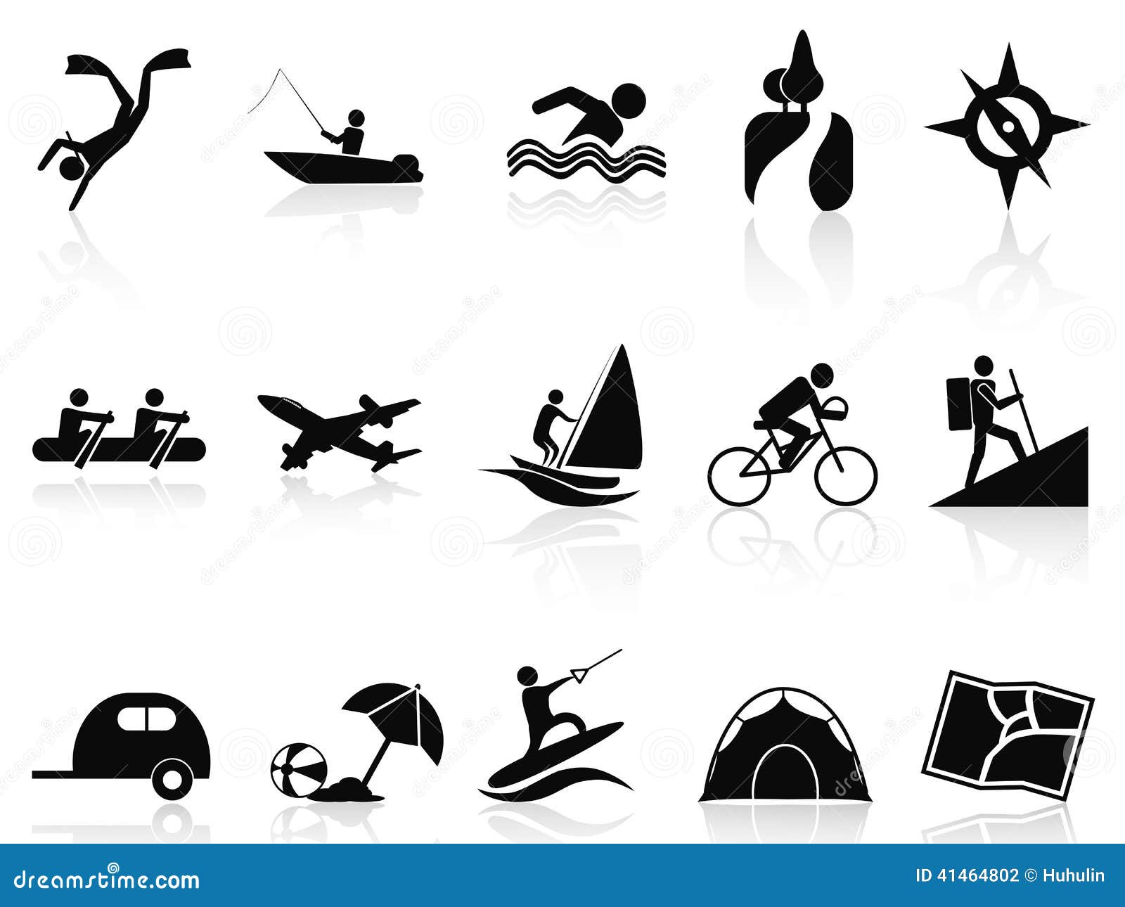 Summer Activities Icons Depict Adventure, Fitness, And Refreshment With ...