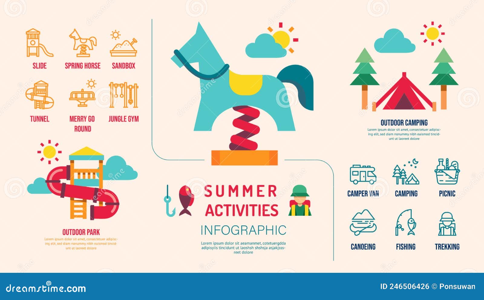Summer Activities Infographic Design Template. Design Vector Stock ...