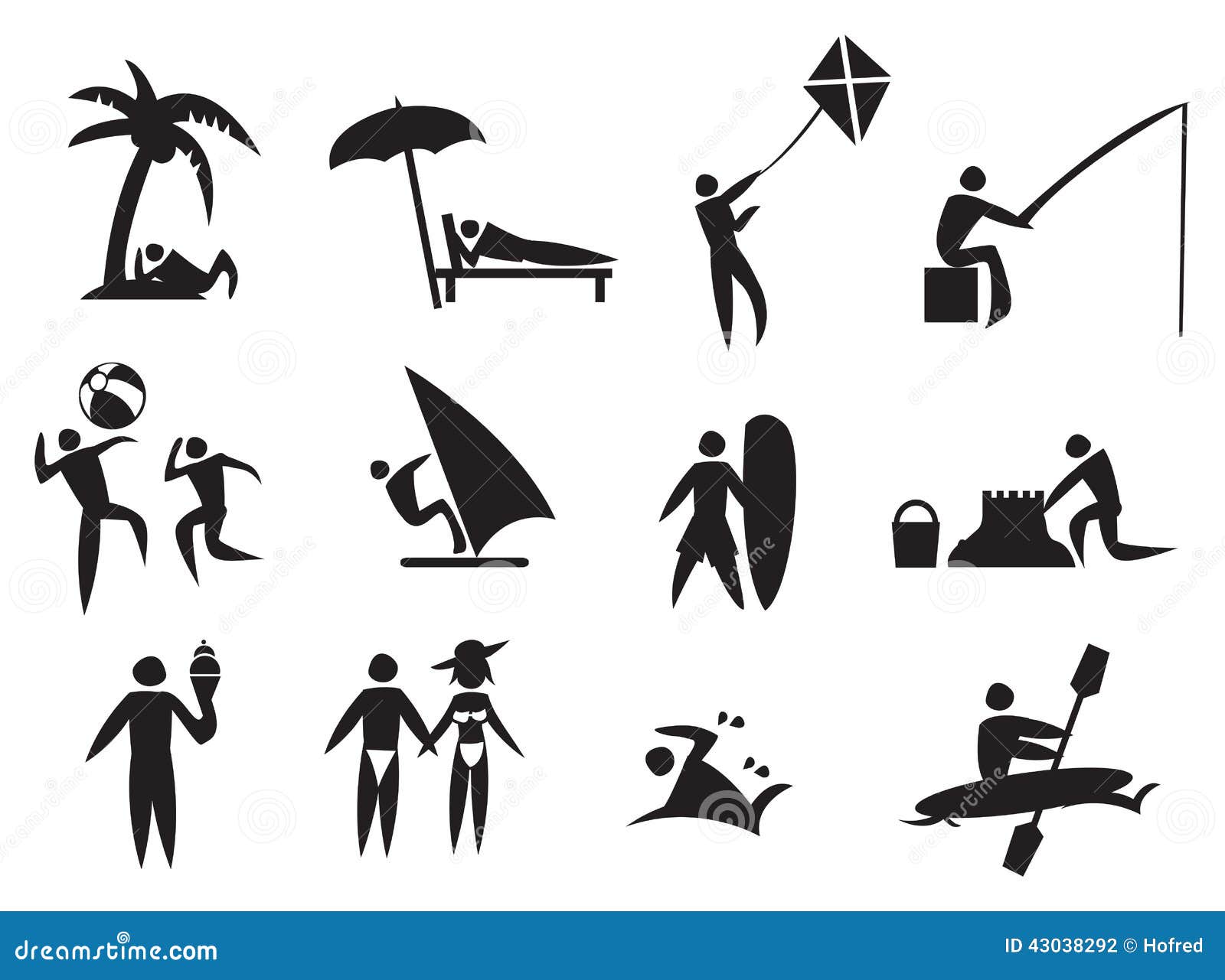 Summer Activities Vector Icon Set Stock Vector - Illustration of action ...