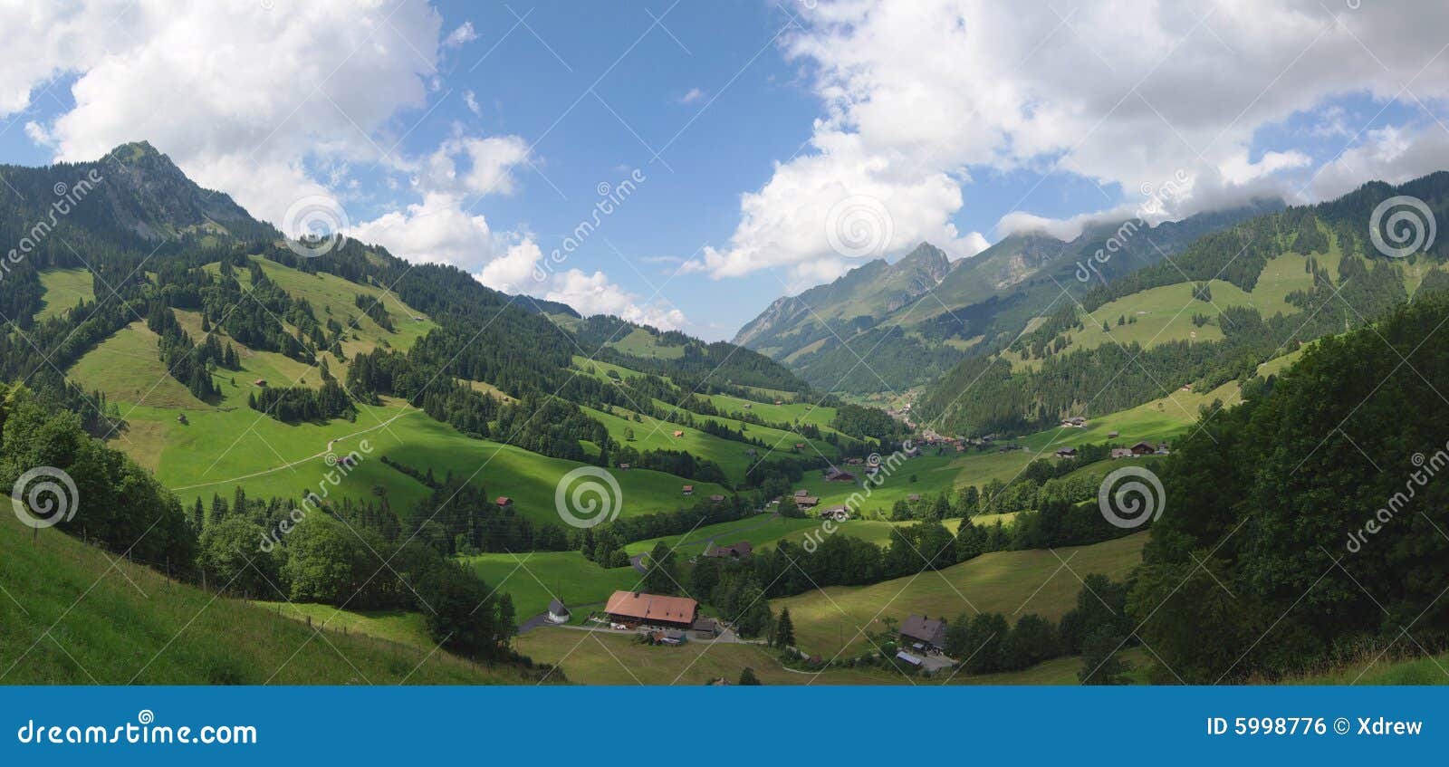 Summer Alpine Rural Panoramic Landscape Stock Photo - Image of height ...
