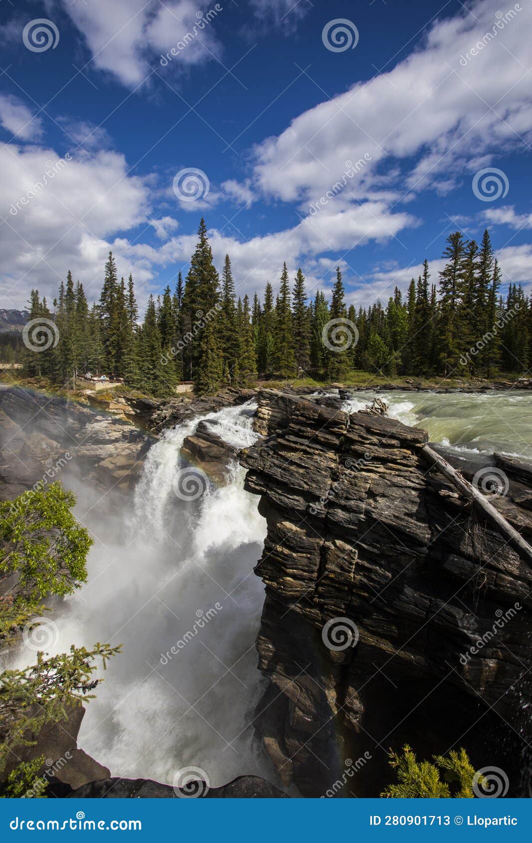 Summer in Athabasca Falls, Jasper National Park, Canada Stock Image ...