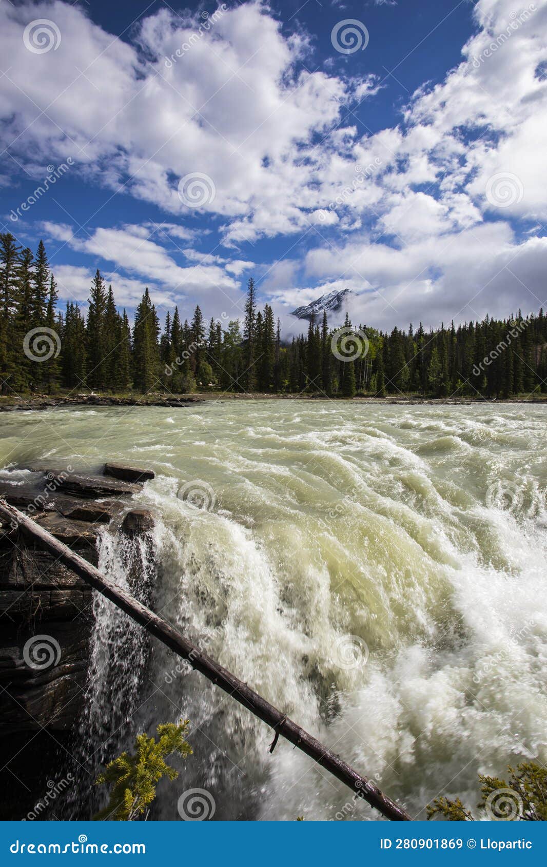 Summer in Athabasca Falls, Jasper National Park, Canada Stock Image ...