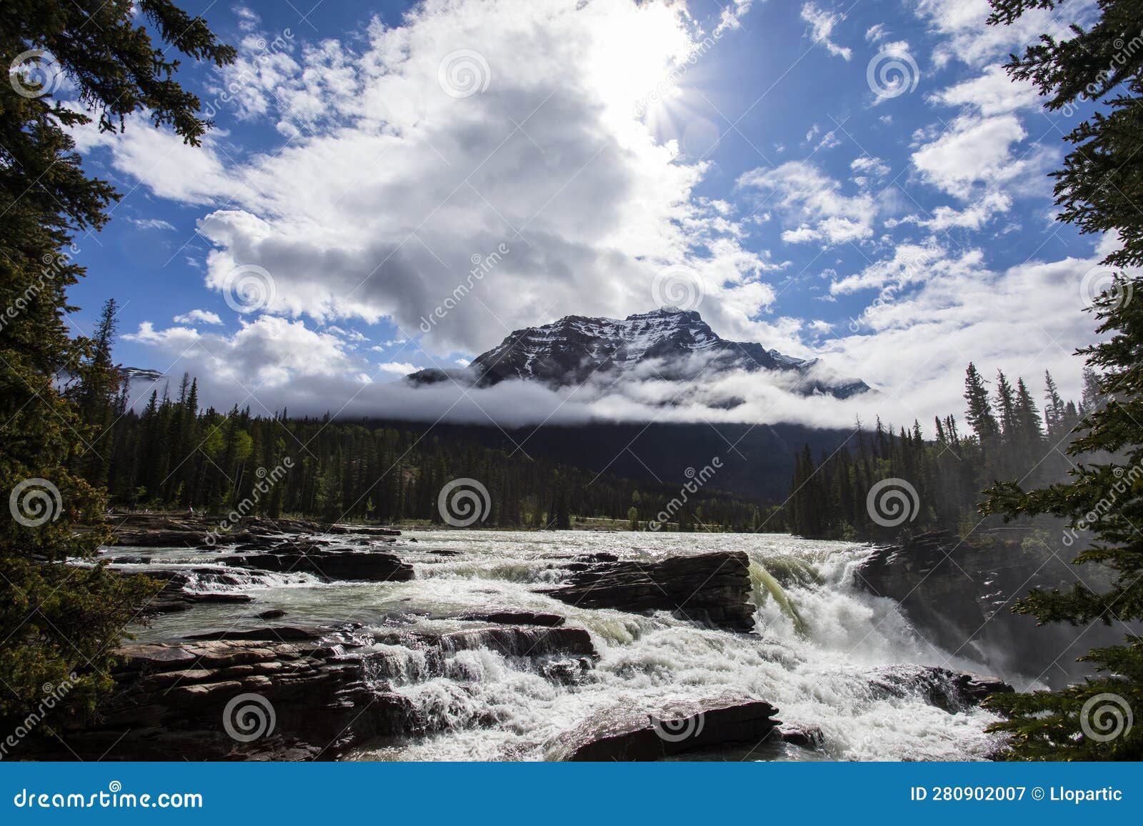 Summer in Athabasca Falls, Jasper National Park, Canada Stock Image ...